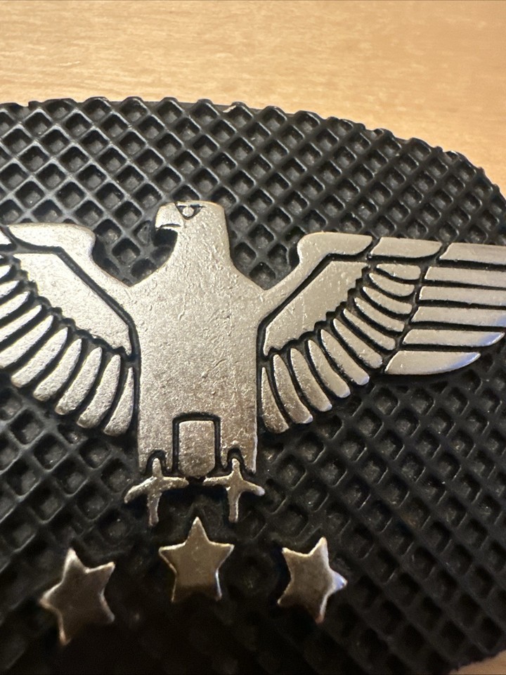 RARE Belt Buckle Eagle by Chrome Black Matte Stars Gift aprox. 3 1/4 x ...
