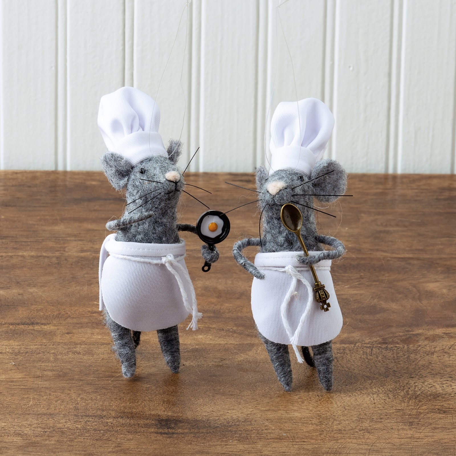 Primitives By Kathy Felt Mouse Ornament Kitchen Mice Set 2 Chef Critter ...