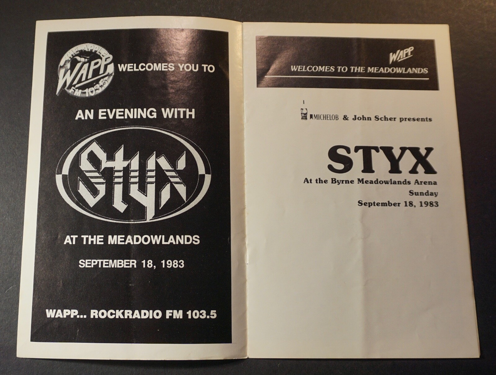 Styx Concert Program 1983 Kilroy Was Here Mr. Roboto Meadowands NJ