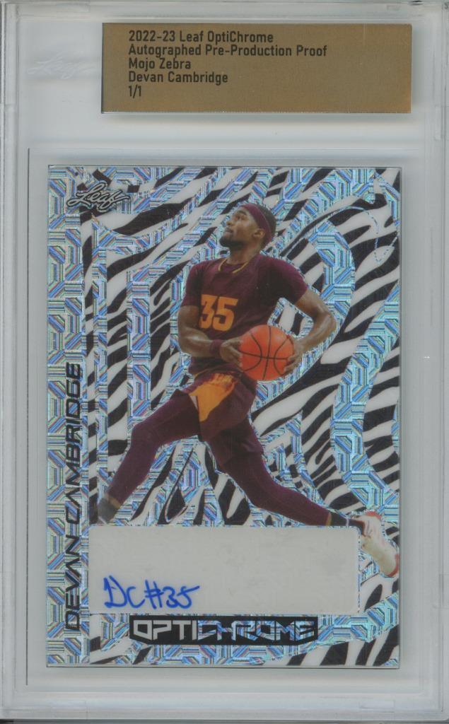2022-23 Leaf Optichrome - Zebra Mojo #BA-DC1 Devan Cambridge /1 (AU, RC ...