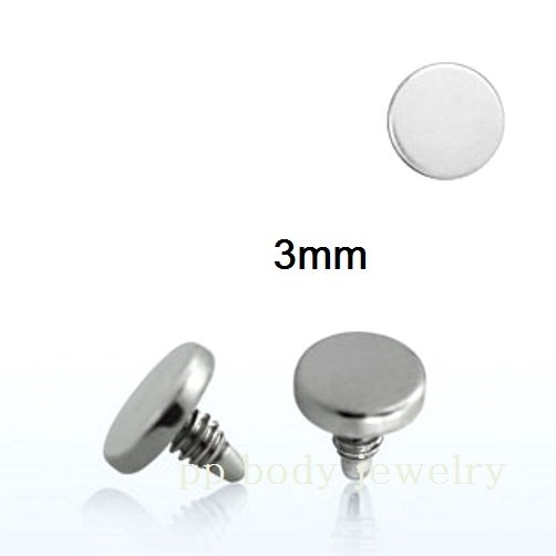 14G Internally Threaded Surgical Steel Flat Disc Dermal Anchor Top Part ...