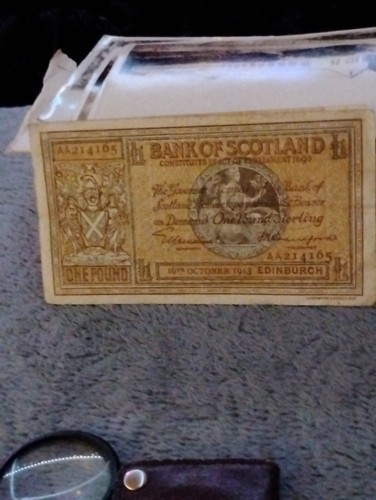 1943 Bank Of Scotland One Pound Bank Note WW2 | eBay