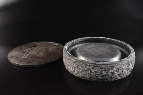 T6865: Japanese Stone Shapely INKSTONE Suzuri with a lid Calligraphy ...
