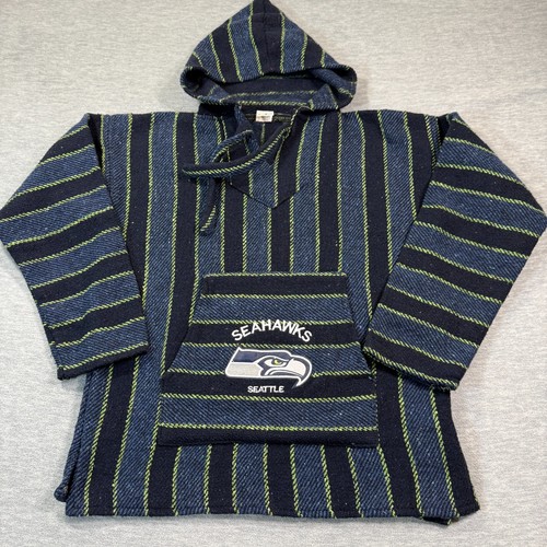Textiles Hoodie Men M Blue Green Striped Baja Seattle Seahawks Patch ...