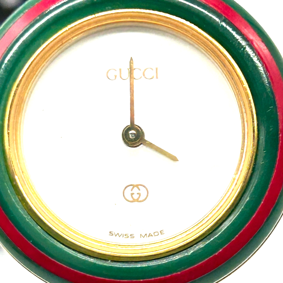 Gucci Change Bezel 1100-L Gold Plated QZ 12 Change Bezel Watch With/Box ...