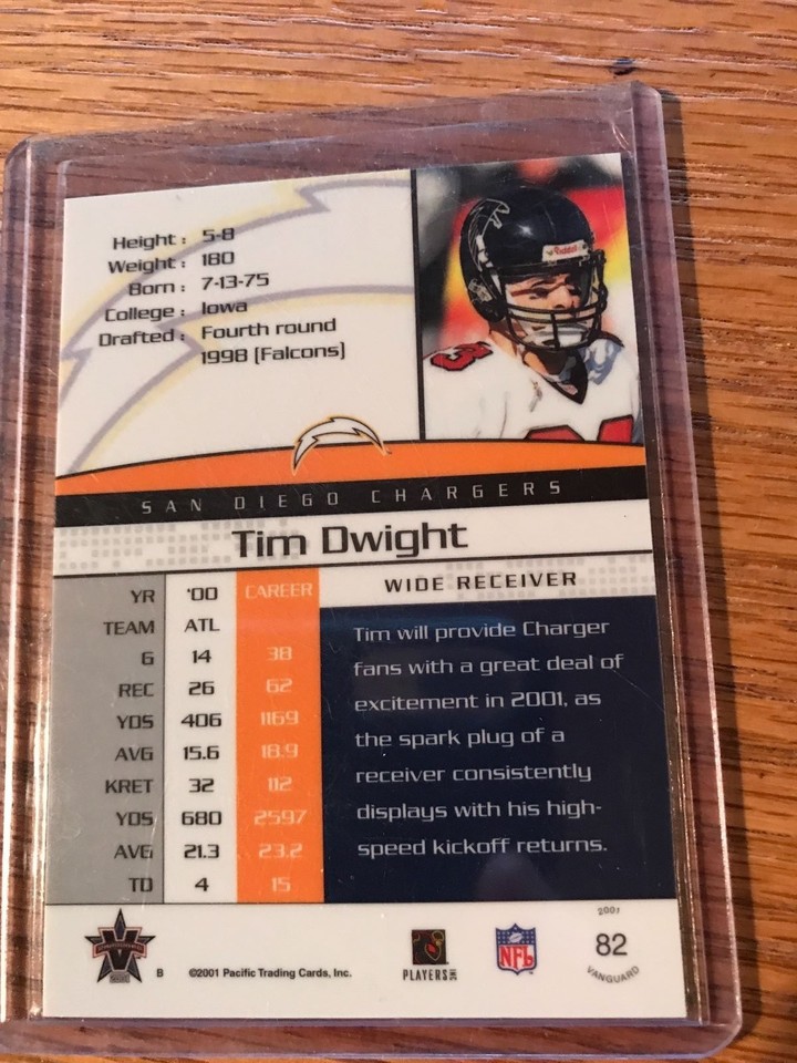2001 Pacific Vanguard Blue #82 Tim Dwight Atlanta Falcons Football Card ...