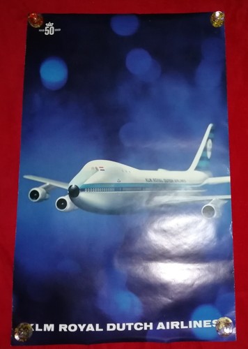 Vintage 1969 KLM Dutch Airlines Original Poster 50 Yrs Boeing 747 64cm ...