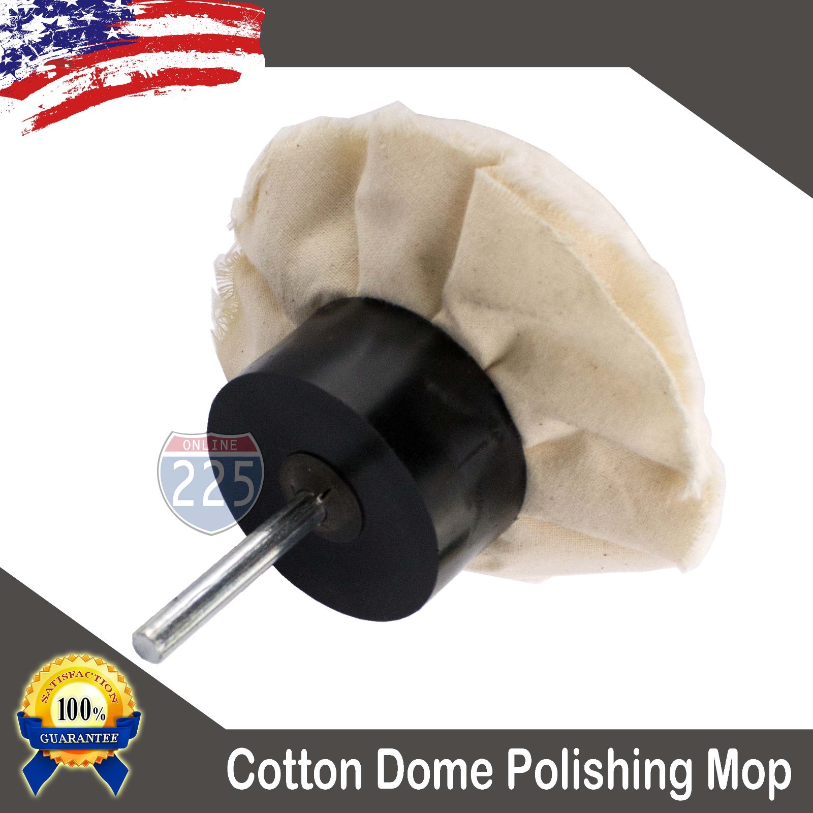 100% Cotton Dome Polishing Mop Buffing Wheel Polish Pad Polisher w/ 1/4 ...