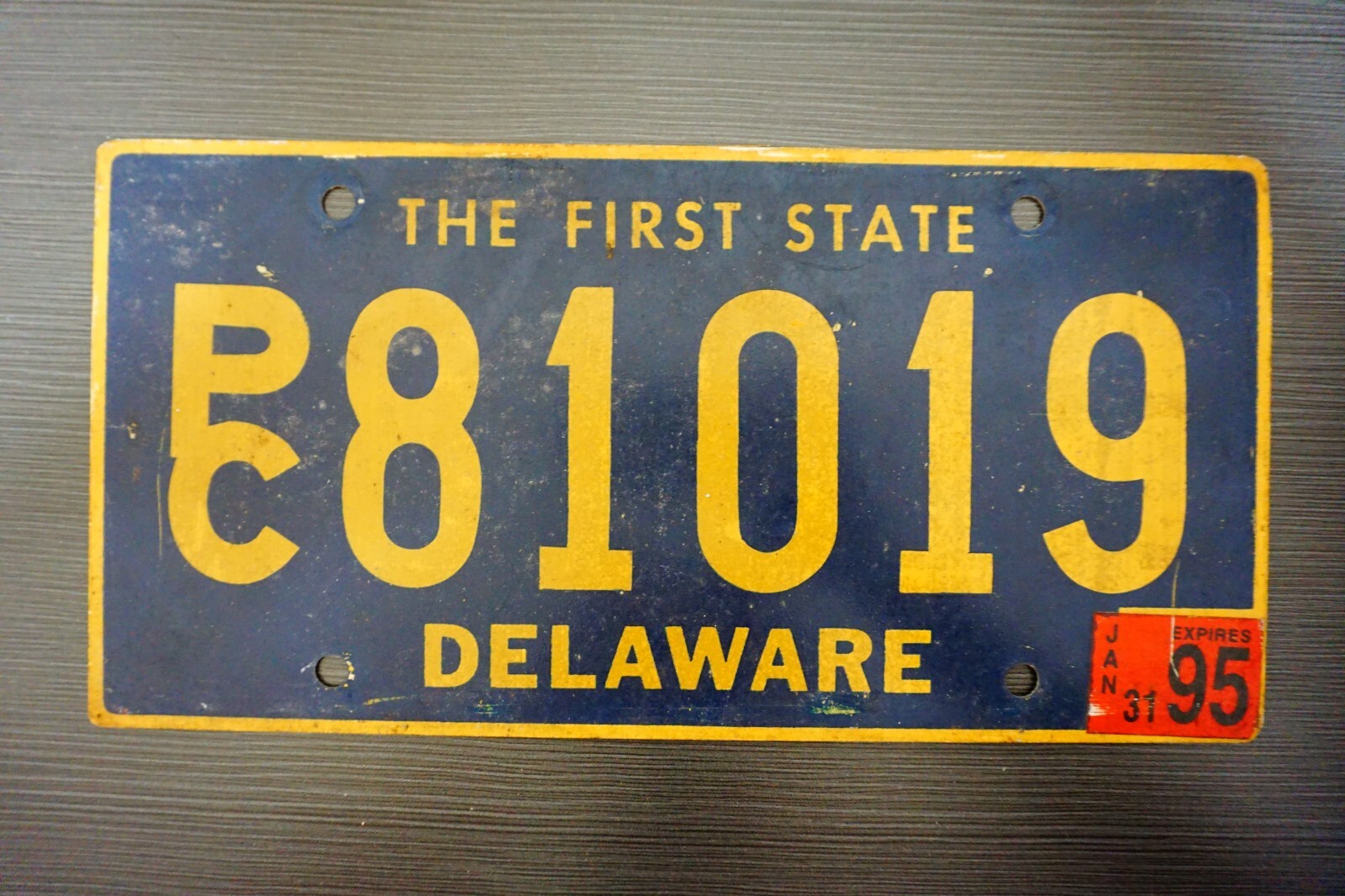 1995 DELAWARE LICENSE PLATE THE FIRST STATE PC 81019 PLEASURE ...