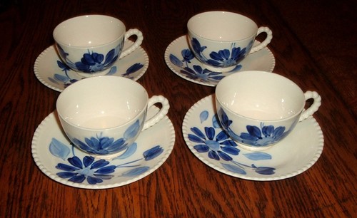 Blue Ridge Southern Pottery 4 Blue Mist Cups & Saucers | eBay