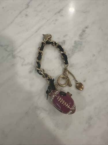 Betsey Johnson I Love the QB Pink Football Bracelet With Lip Charm | eBay