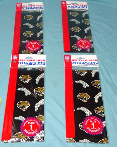 lot of 4 pk Jacksonville Jaguars NFL Pro Football Logo Gift Wrap ...