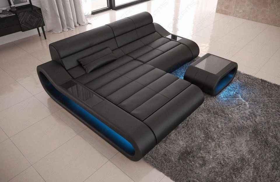 Ecksofa Ledercouch Couch Garnitur Big Sofa Ottomane CONCEPT L Form ...