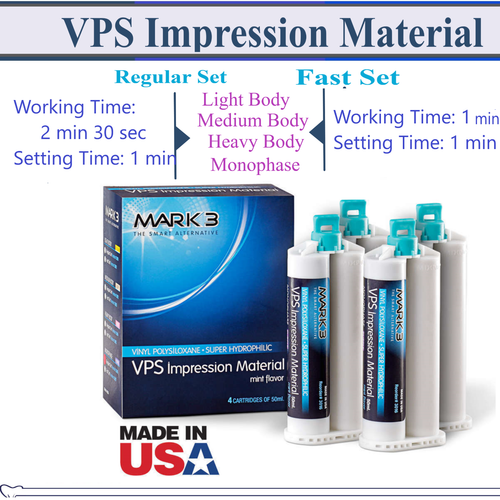 Dental MEDIUM BODY FAST SET VPS Impression Material PVS 50ML Cartridge ...