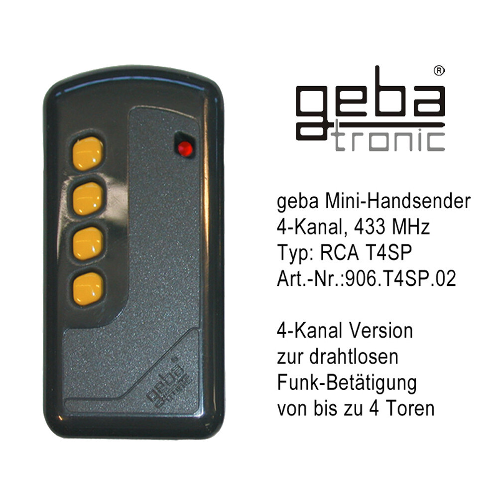 Geba tronic Handsender 433 MHz Funk Fernsteuerung, Rolltor Garagen Tor ...