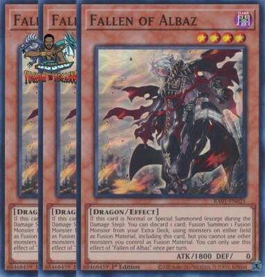 Yugioh! 3x Fallen of Albaz RA01-EN021 Super Rare 1st Ed NM | eBay