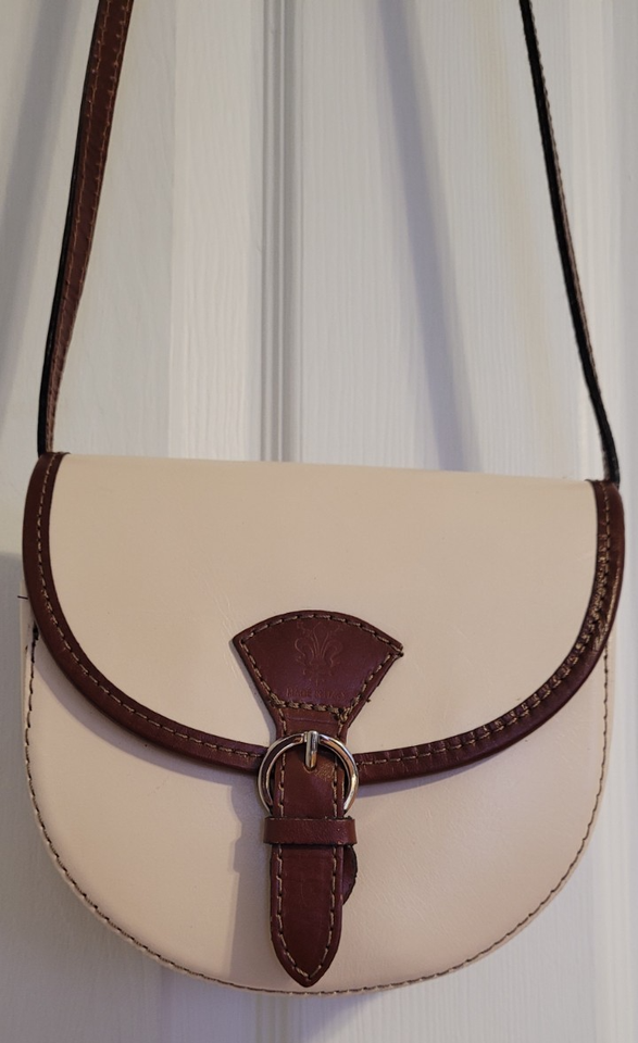 CUTE Small Italian Genuine Leather Vera Pelle Crossbody Bag ivory Made ...