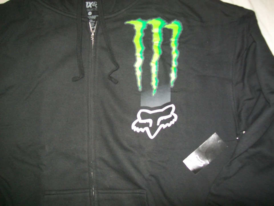 NWT"S, Fox Racing Monster Energy Claws Zipper Zip Up Hoodie Hoody Adult ...