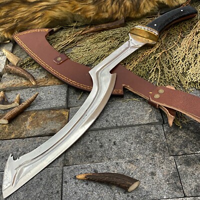 CUSTOM HANDMADE D2 FULL TANG HIGH POLISH FULLER BLADE HUNTING MACHETE ...