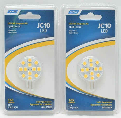 Camco JC10 LED Replacement Bulb 12V 1.56W 165 Lumens 4000-4500K, 2 Pack ...