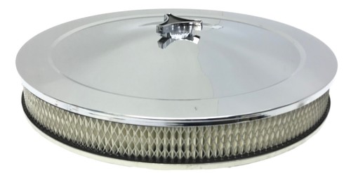 CHROME AIR CLEANER FILTER ASSEMBLY 14X2 RECESSED BASE HOLLEY 5-1/8 | eBay