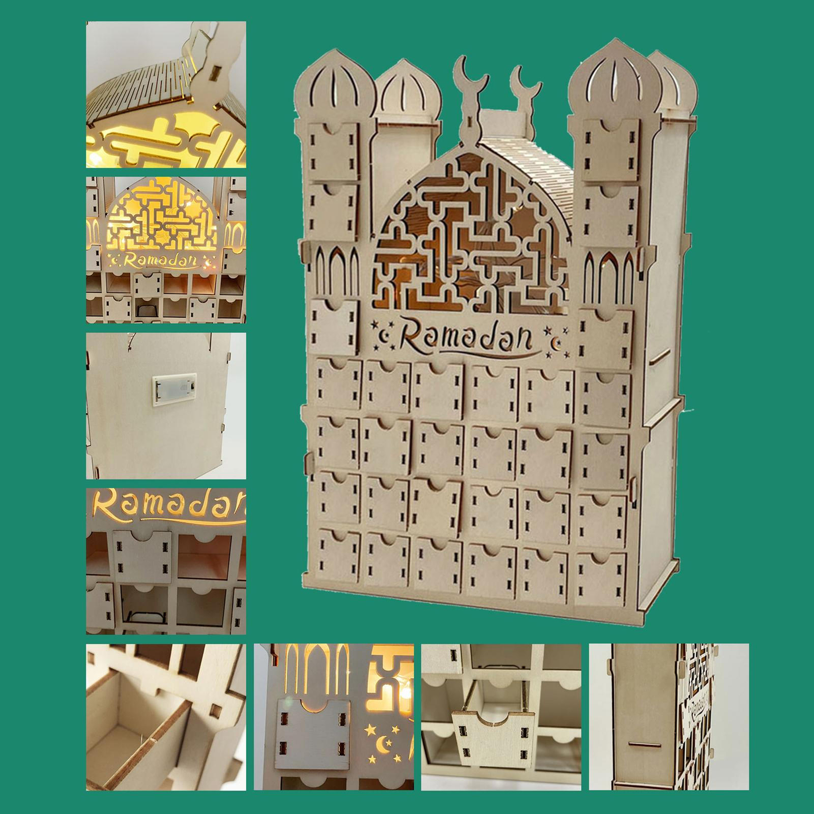 Wooden Ramadan Advent Calendar Eid DIY Wooden Countdown Calendar ...