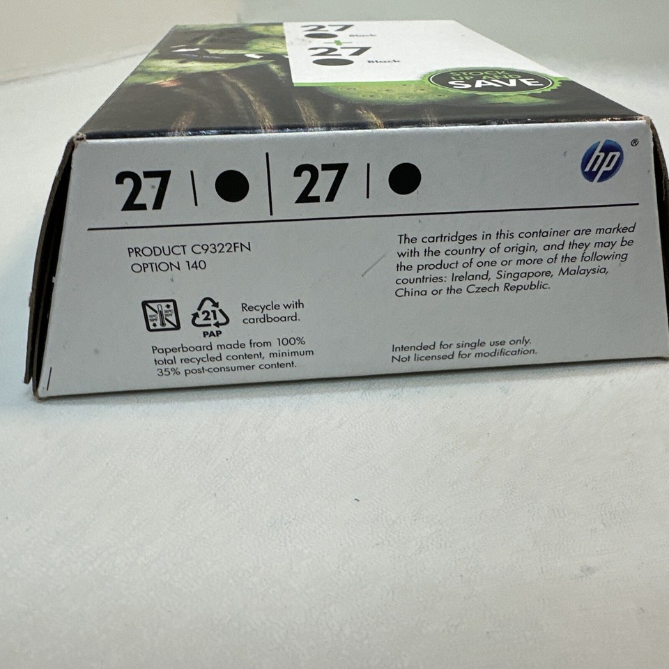 New Genuine HP 27 Original Double Ink Cartridges Black C9322FN 140 | eBay