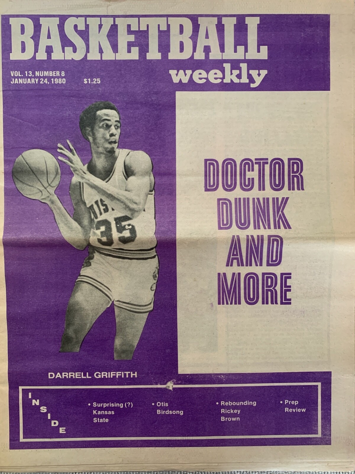 1/24/1980 Basketball Weekly - Darrell Griffith Louisville Cardinals "Dr ...