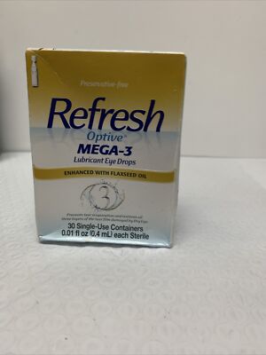 Refresh Optive Mega-3 Lubricant Eye Drops (30 Single-Use Vials) Exp3 ...
