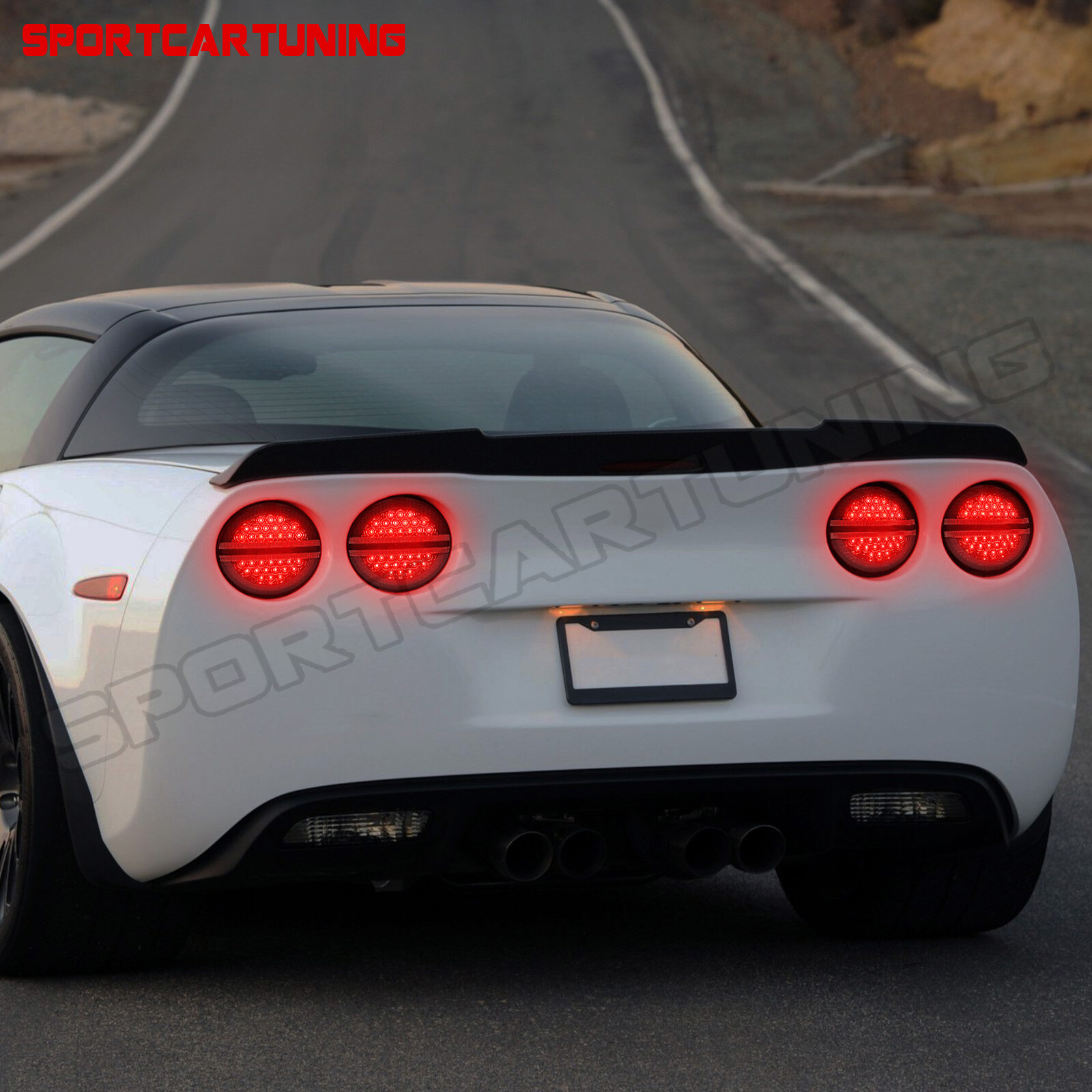 For 2005-2013 Chevrolet Corvette C6 Coupe Black LED Halo Tail Lights ...