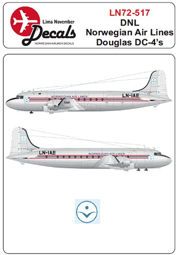 Lima November Decals DNL Norwegian Airlines Douglas DC-4 decals 1/72 ...