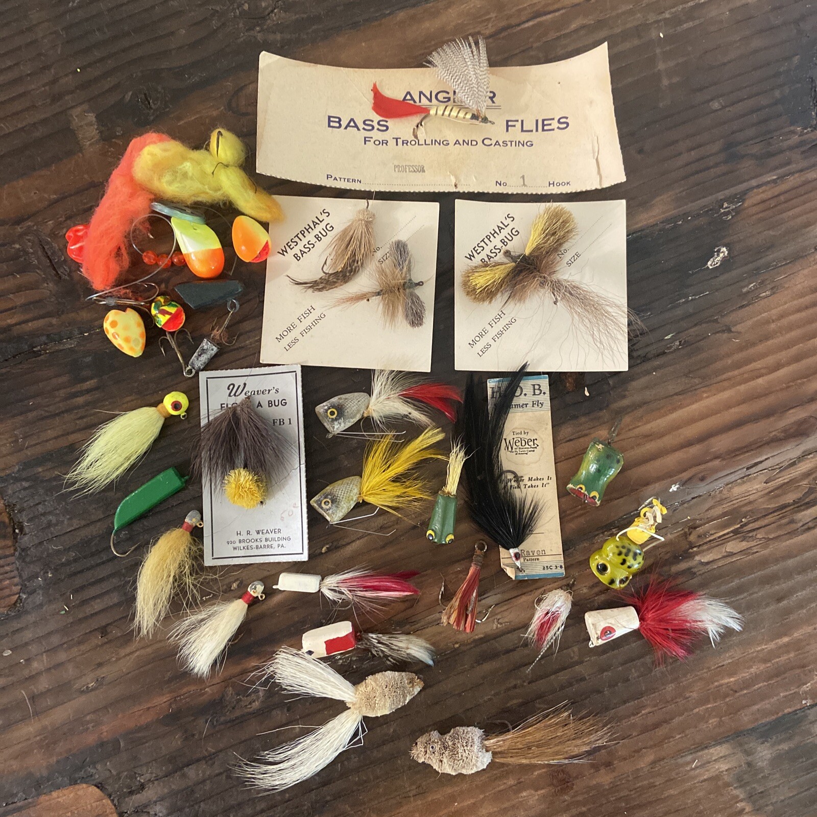 VTG LOT Fly Rod Fishing Lures Weber Weaver Westphals Bass Bug Professor ...