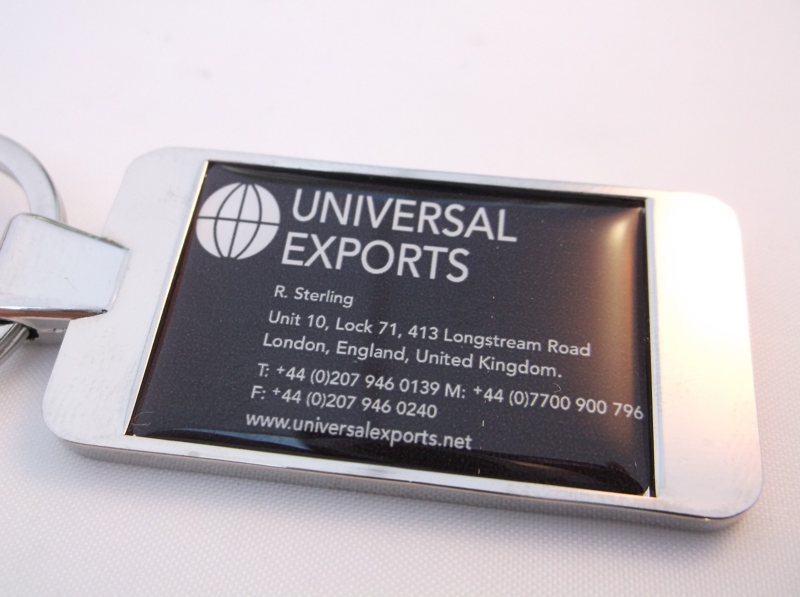 JAMES BOND UNIVERSAL EXPORTS BUSINESS CARD 007 KEY FOB KEYRING BADGE ...