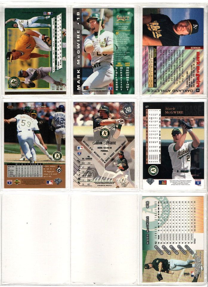 MARK McGWIRE lot of sixteen different cards from 1987-1997 - Oakland ...