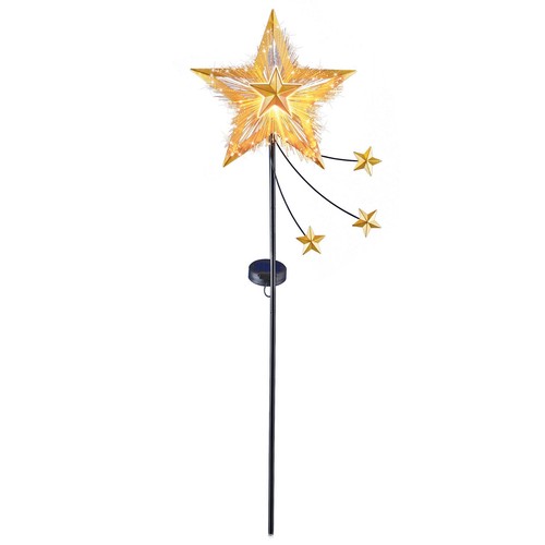 LED Lighted Golden Star Solar Powered Garden Stake 191121625033| eBay