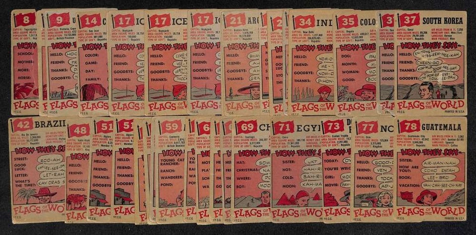 (34) 1956 Topps Flags of the World Trading Card Lot PR GL2613 | eBay