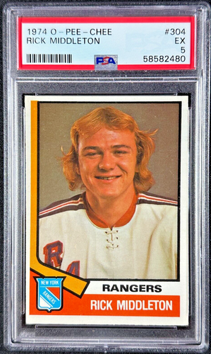 Rick Middleton RC 1974-75 O-Pee-Chee #304 OPC Rookie New York Rangers ...