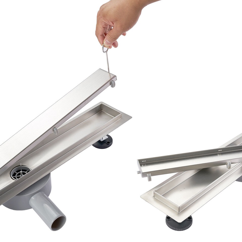 LINEAR SHOWER DRAIN STAINLESS STEEL WETROOM BATHROOM CHANNEL GULLY TRAP ...