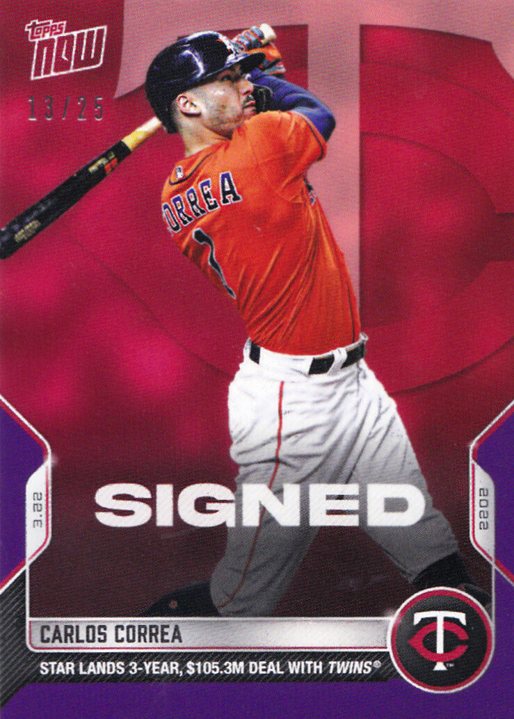 2022 Topps Now - Spring Training Signed Purple #ST-12 Carlos Correa /25 ...