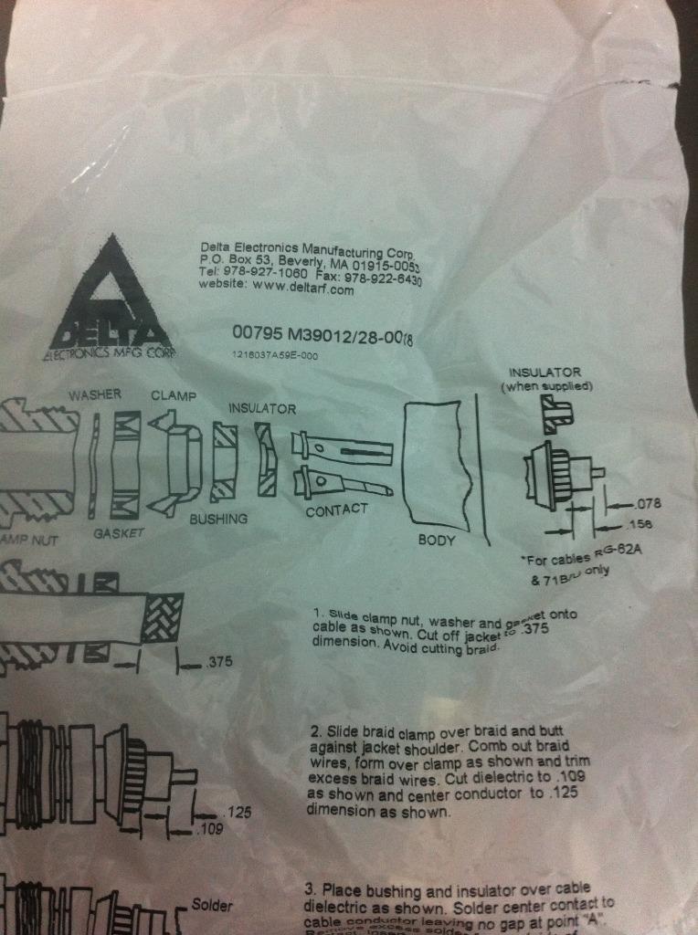 M39012/28-0018 - DELTA - Connector TNC F 0Hz to 11GHz 50Ohm ST Panel ...
