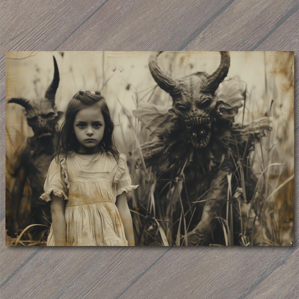 POSTCARD Girl Monster Weird Creepy Imaginary Friend Nightmare Scary ...
