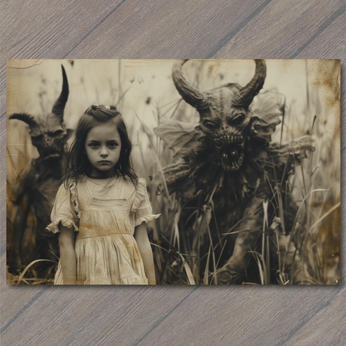 POSTCARD Girl Monster Weird Creepy Imaginary Friend Nightmare Scary ...
