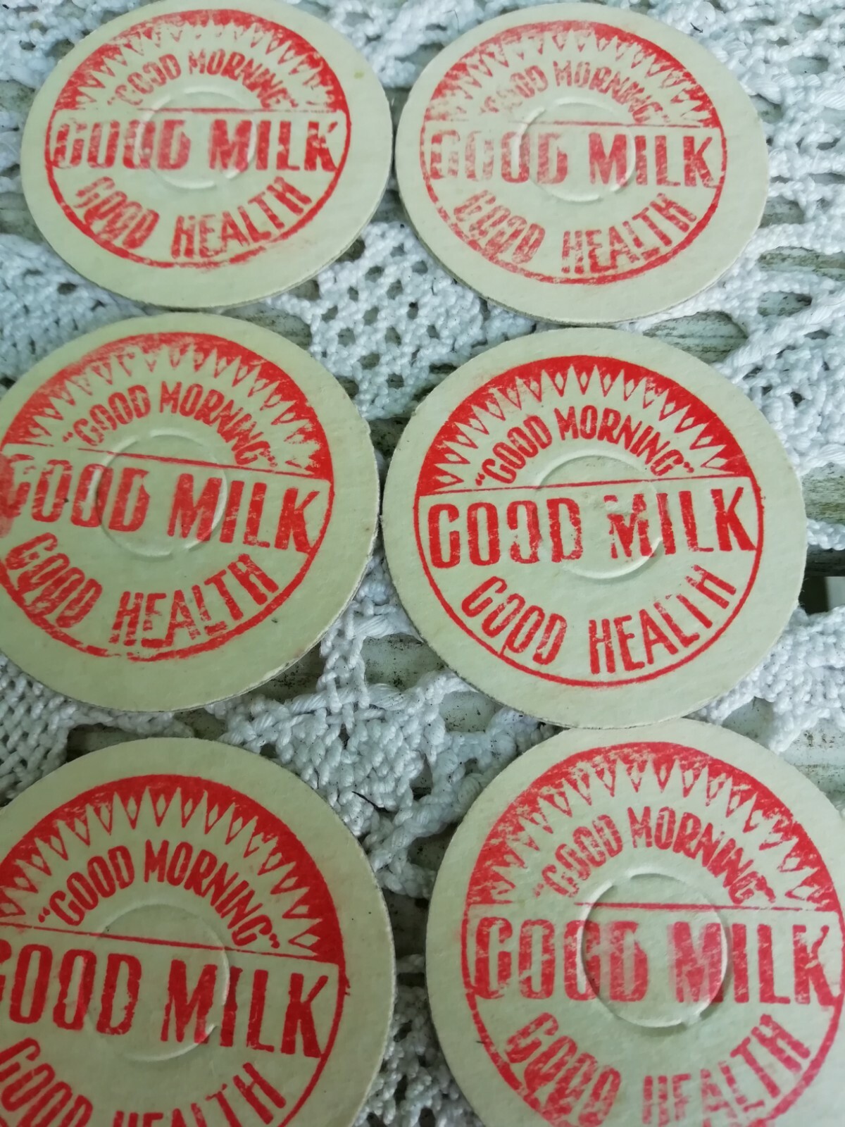 8 Old Vintage Cardboard Milk Bottle Top Caps Good Morning Good Milk ...