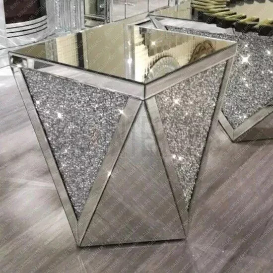 Crushed Diamond Shape Mirrored Table Lamp End Side Table Console Table ...