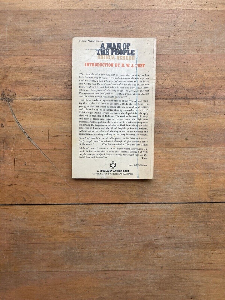 A Man of the People by Chinua Achebe. Doubleday Anchor Books. 1967. | eBay