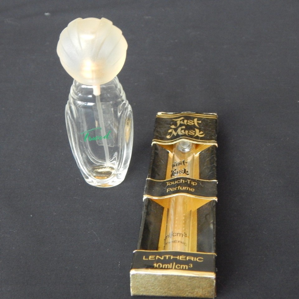 Lentheric Empty Perfume Bottles Vintage Just Musk Fleur Panache Tweed ...