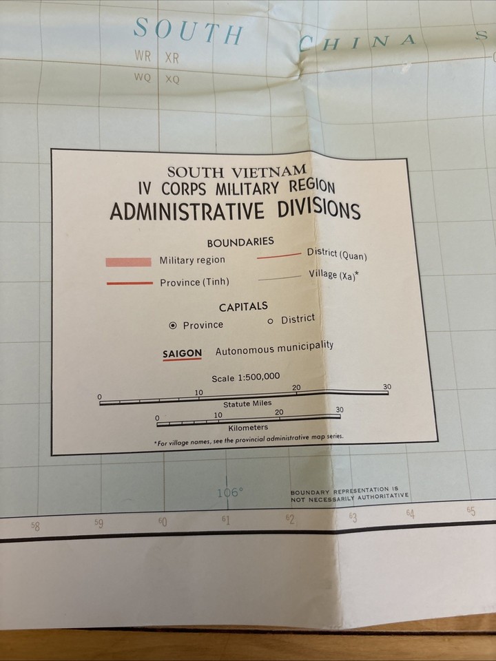 IV Corps Military Region Administrative Divisions Map Vietnam War Era ...