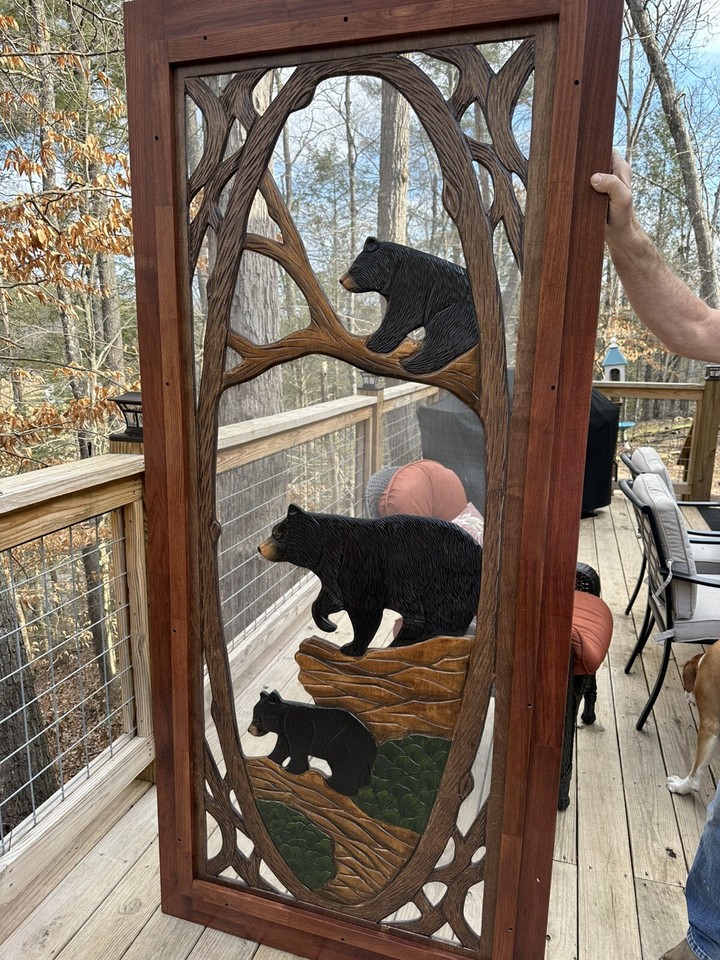 New Handmade Bear Screen Door, Cabin Screen Door, Rustic Screen Door ...