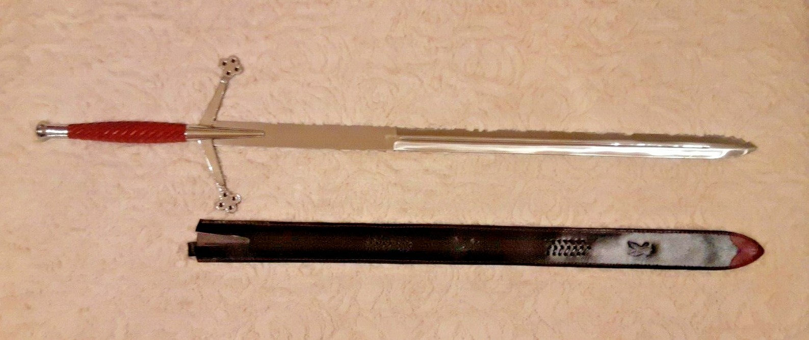 Vintage 50" Medieval Scottish Claymore with Leather Scabbard | eBay