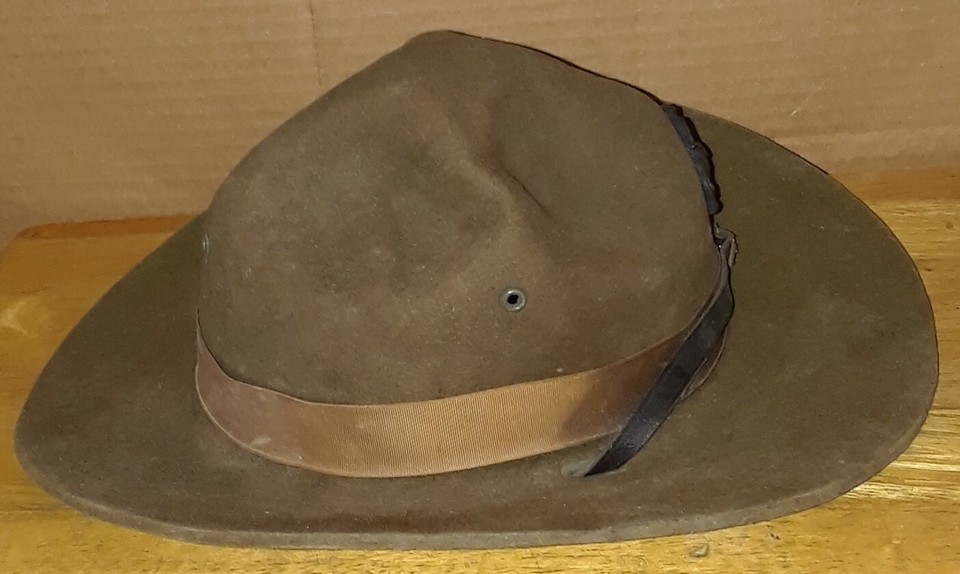 VTG Stratton Self-forming Felt Sz 6 7/8 USA Olive Green Trooper Drill ...